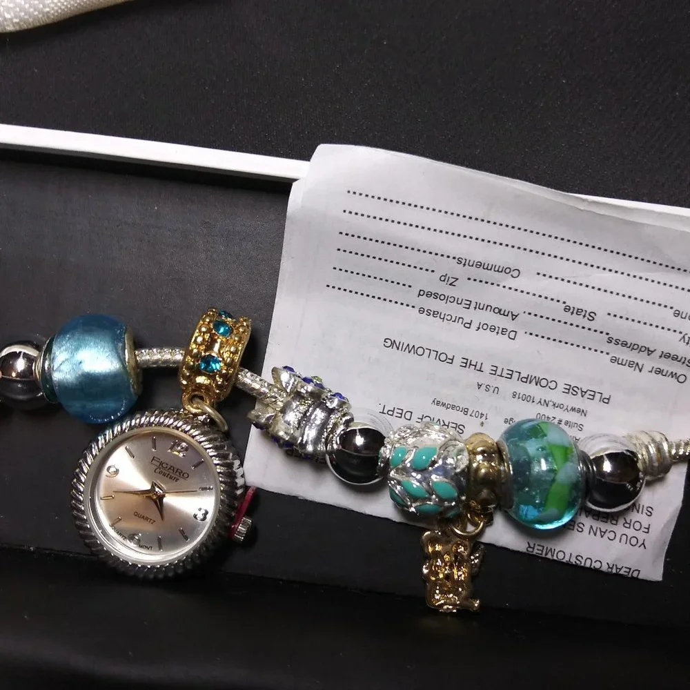 Figaro Couture | Jewelry | Figaro Couture Watch Charm Bracelet New ...